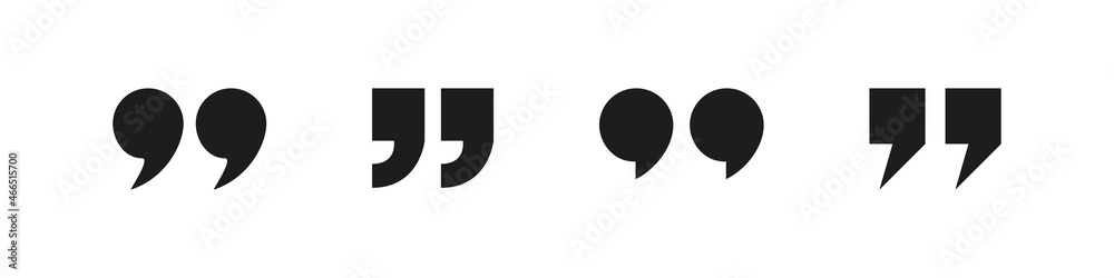 Quote commas icon. Quotation sign isolated vector set. Text brackets ...