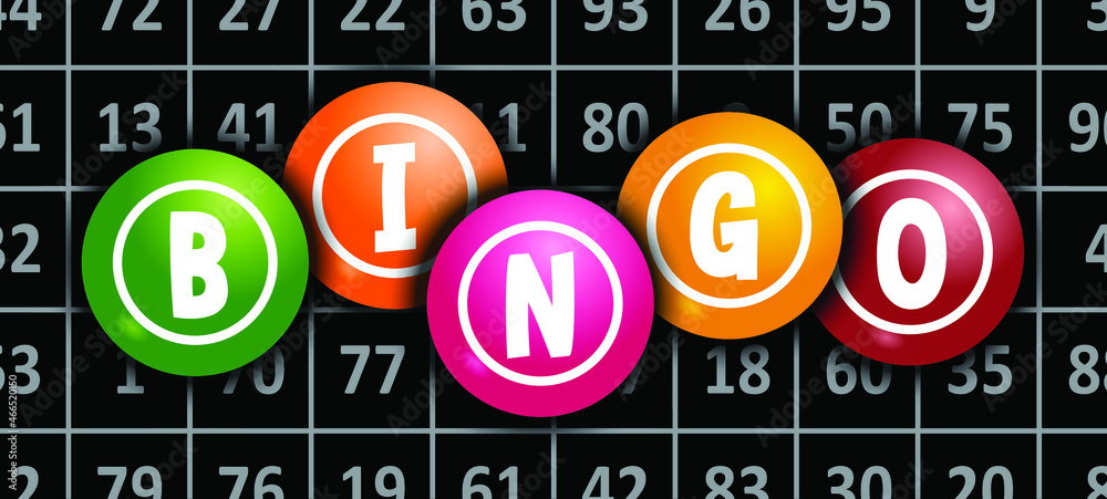 Slogan bingo for lottery, balls and numbers . Game of chance to win for ...