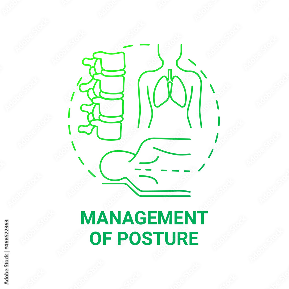 Management of posture green gradient concept icon. Pulmonary ...