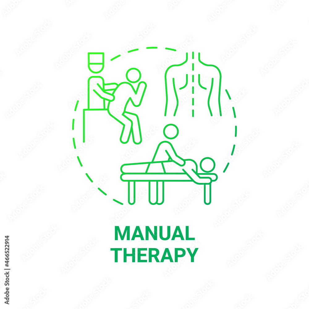 Manual therapy green gradient concept icon. Pulmonary rehabilitation ...