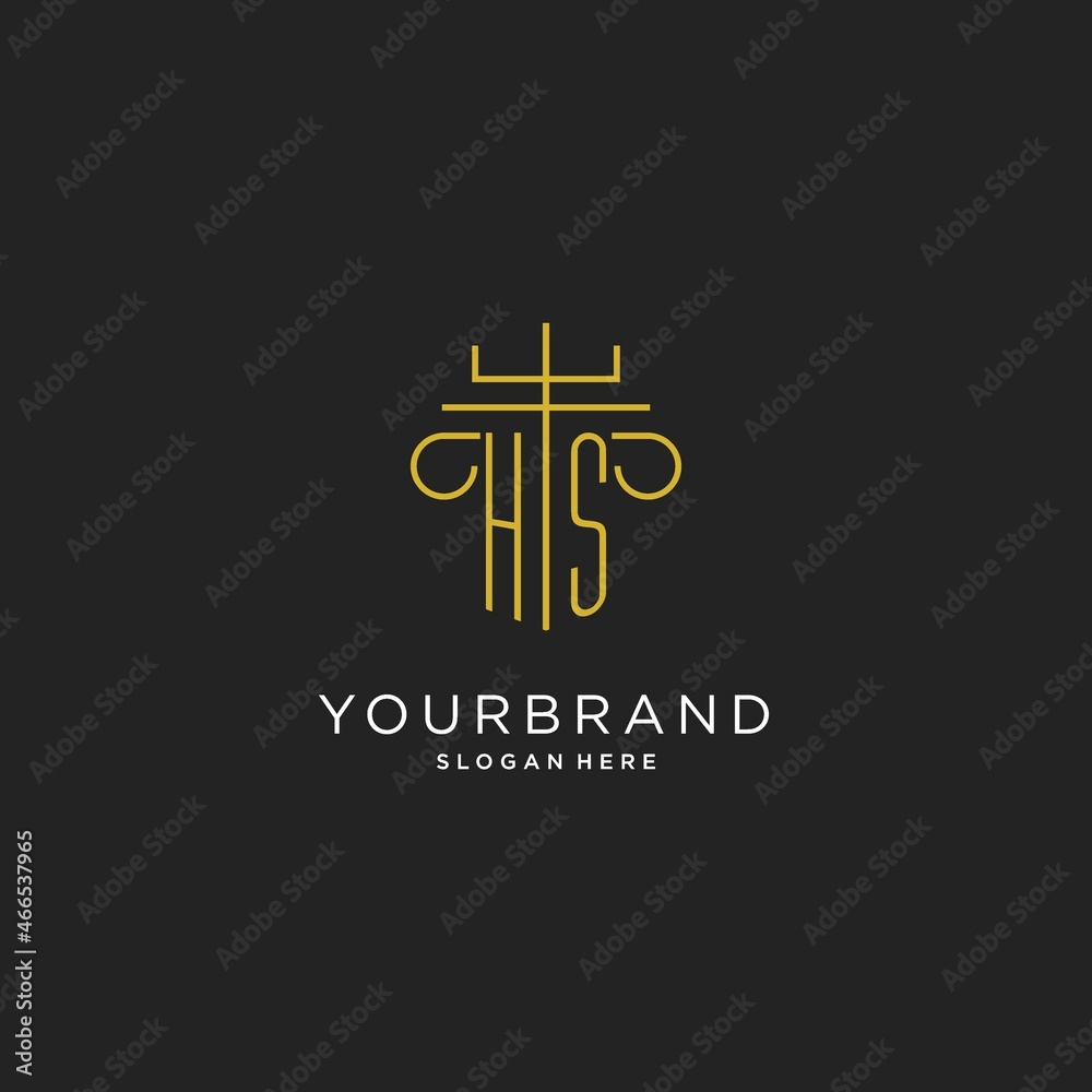 HS initial with monoline pillar logo style, luxury monogram logo design ...
