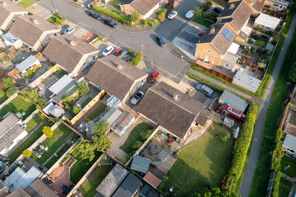 Aerial photo of the town of Huntington in York in the UK showing ...