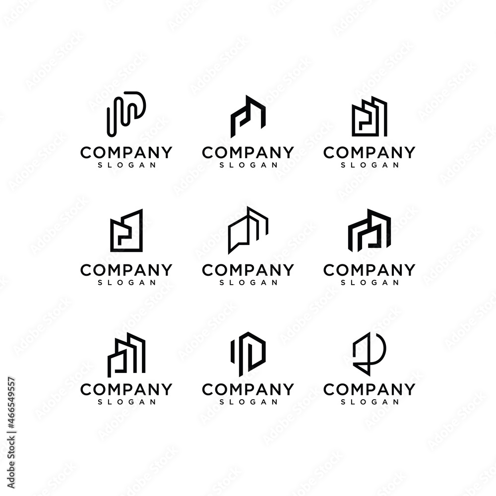 Collection of letter P building logo designs. Stock Vector | Adobe Stock
