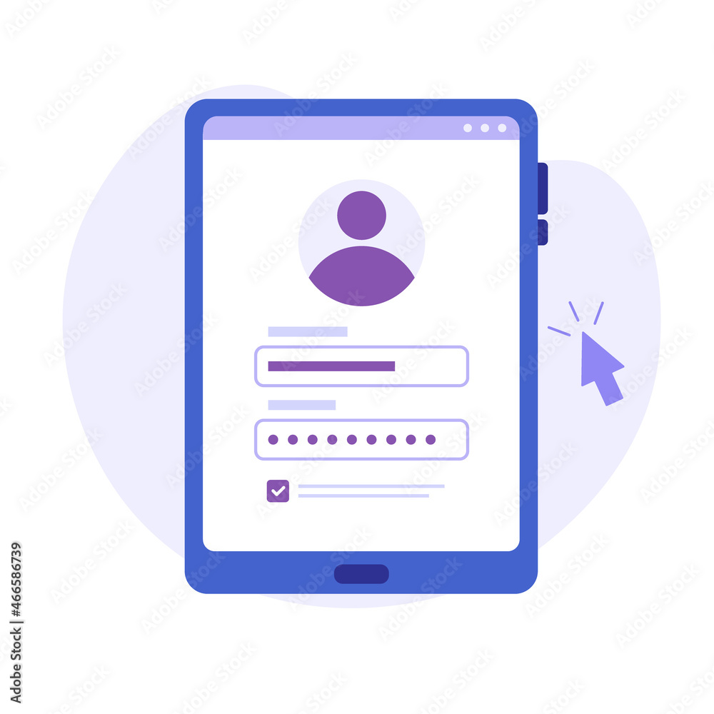Creating new account with login and secure password. Registration user ...