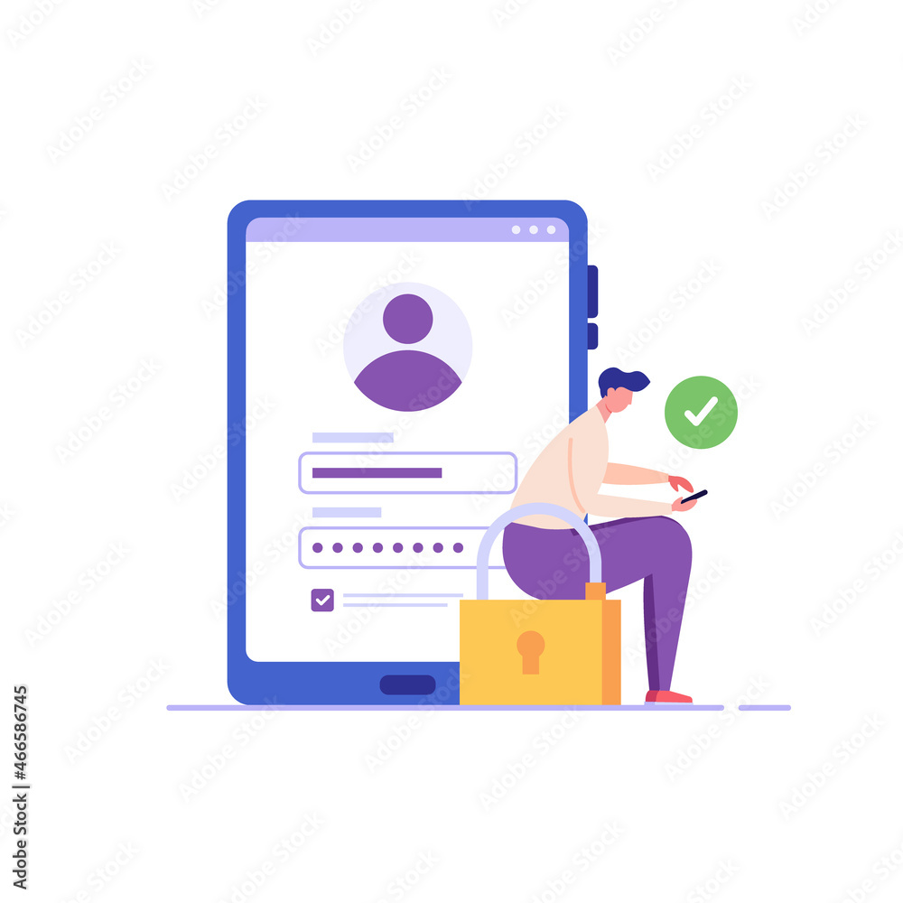 Man creating new account with login and secure password. Registration ...