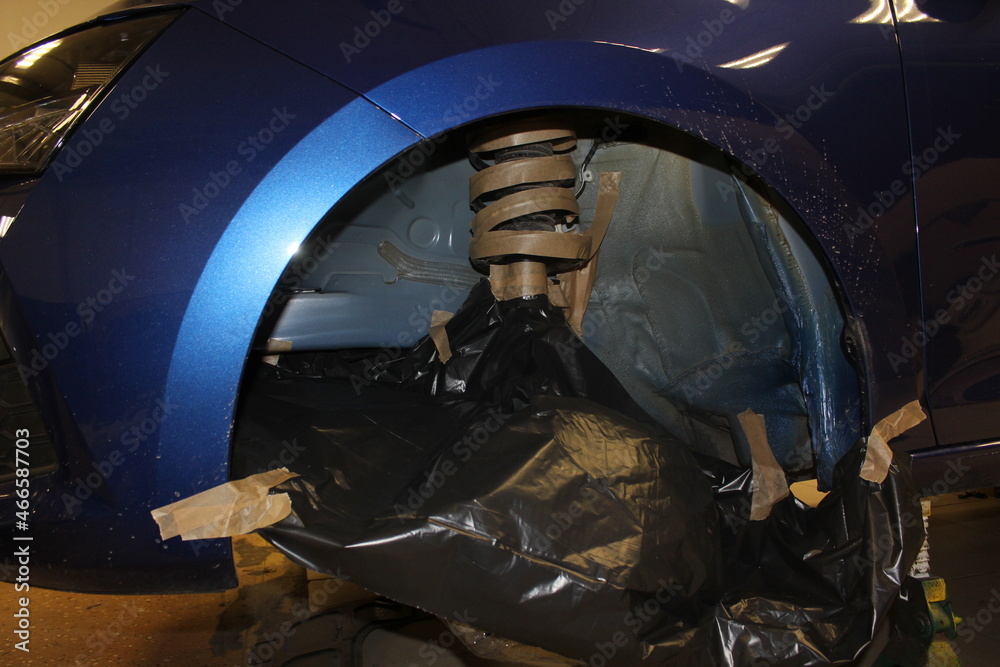 Car tuning. Disassembled car. Disassembled car arches for installation ...