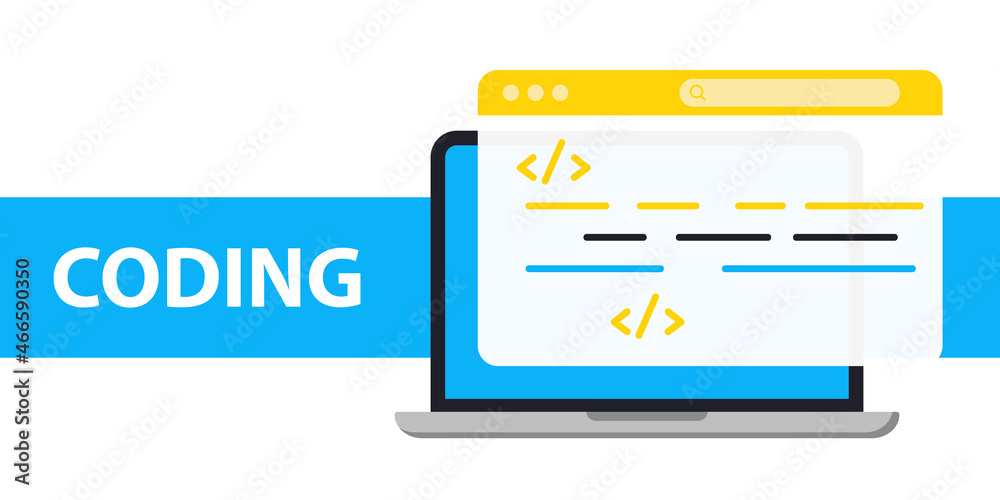 Laptop with code on screen. Programming code. Computer for fixing bugs ...