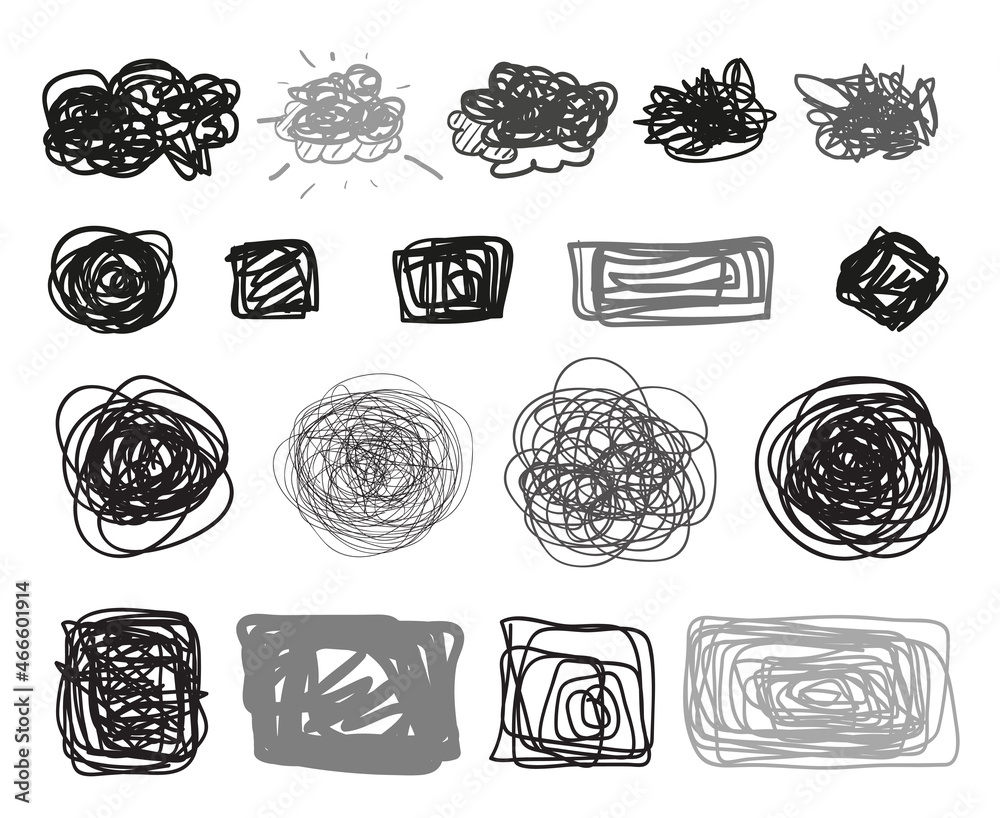 Chaos shapes for design. Abstract tangled textures. Random chaotic ...