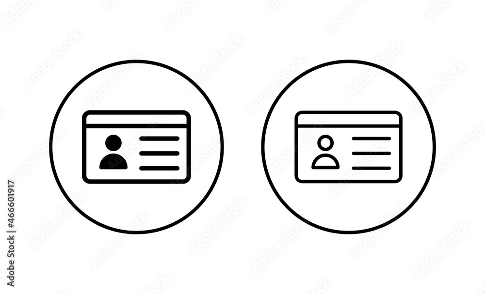 License icons set. ID card icon. driver license, staff identification ...