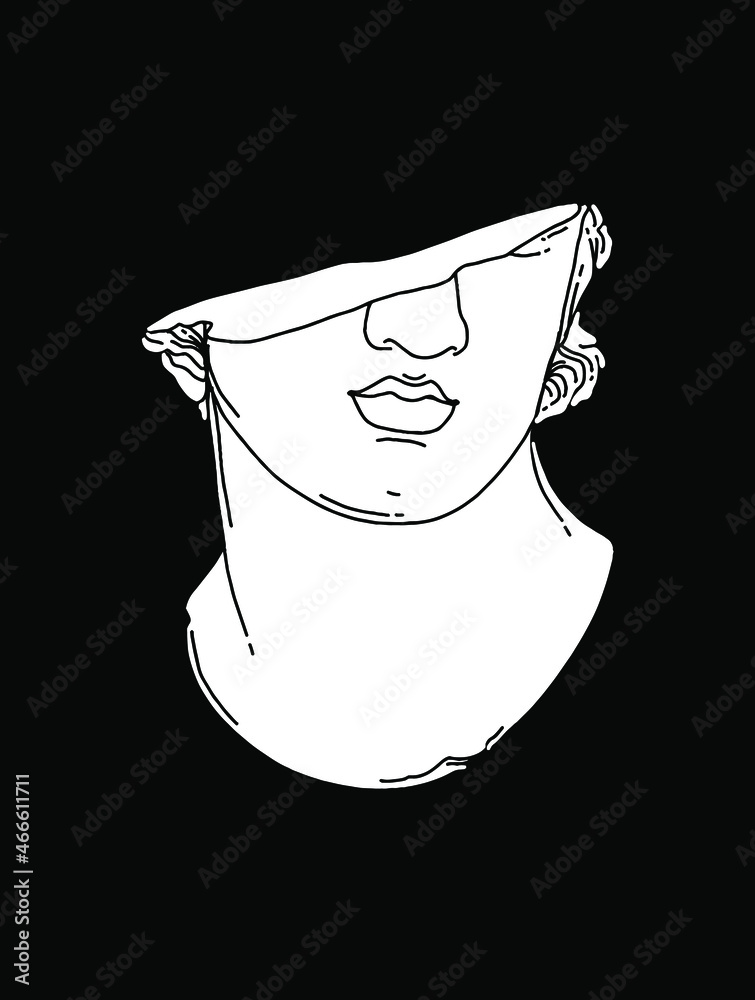 Vector isolated icon antique sculpture. Antique greek statue head ...