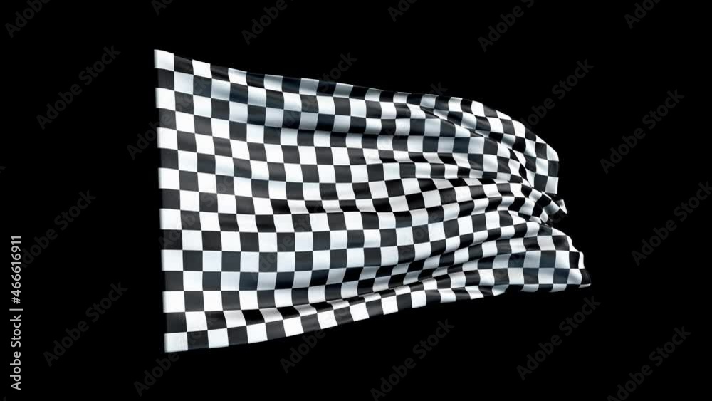 Realistic Checkered flag is waving 3D animation. Flag of Checkered ...