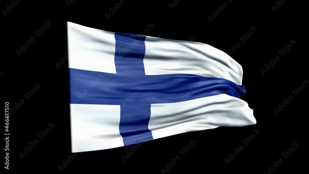 Realistic Finland flag is waving 3D animation. National flag of Finland ...