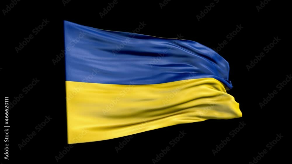 Realistic Ukraine flag is waving 3D animation. National flag of Ukraine ...