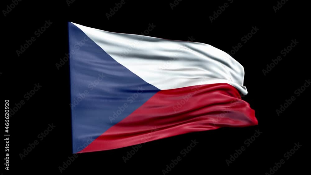 Realistic Czechia flag is waving 3D animation. National flag of Czechia ...