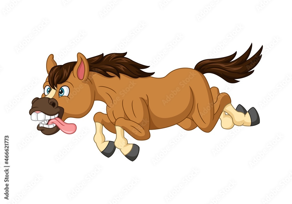Cartoon funny brown donkey running Stock Vector | Adobe Stock