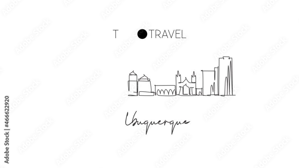 Animated self drawing of one continuous line draw Albuquerque city ...