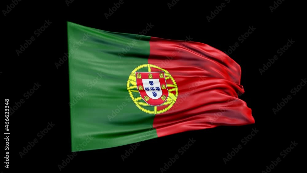 Realistic Portugal flag is waving 3D animation. National flag of ...