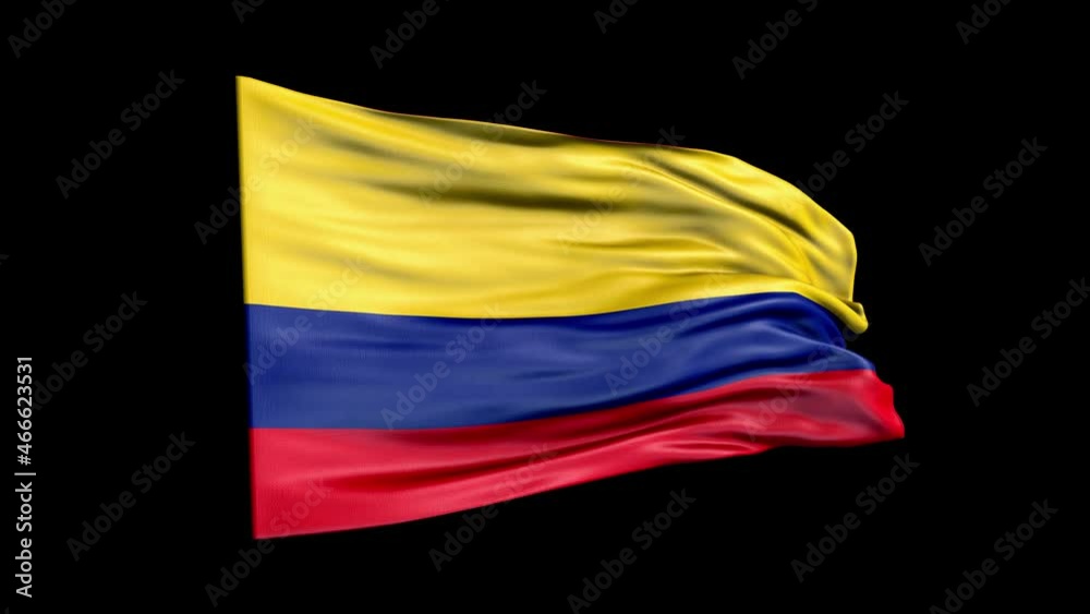 Realistic Colombia flag is waving 3D animation. National flag of ...