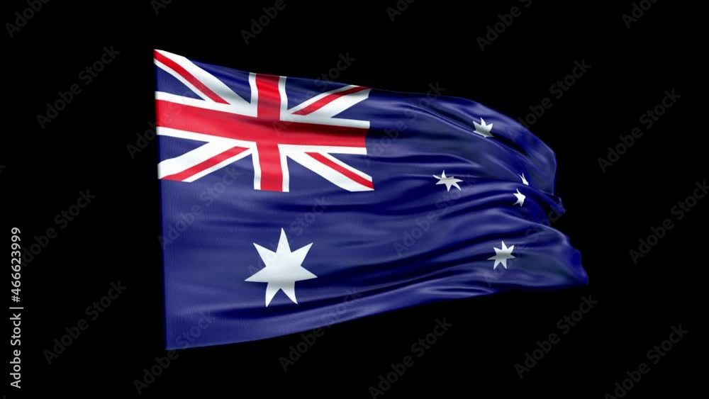Realistic Australia flag is waving 3D animation. National flag of ...