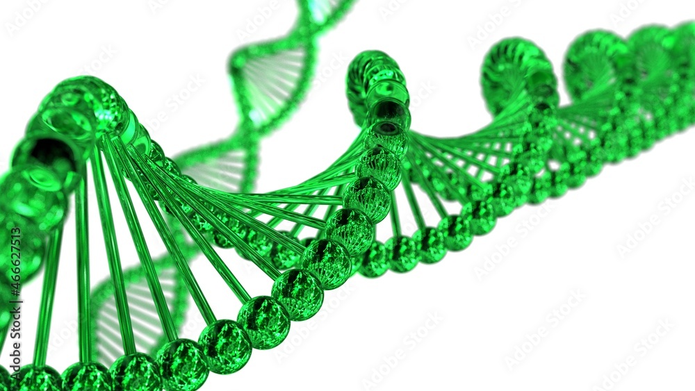 Science Molecular Glass DNA Model Structure under green flash light and ...