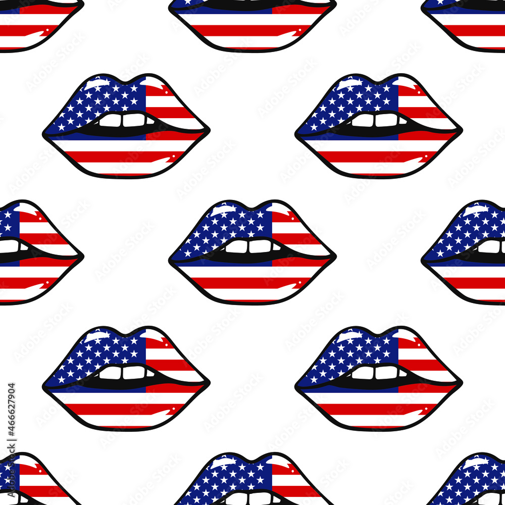 United States of America USA Flag Lipstick On The Lips Isolated On A ...