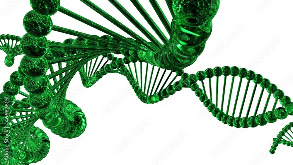 Science Molecular Glass DNA Model Structure under green flash light and ...