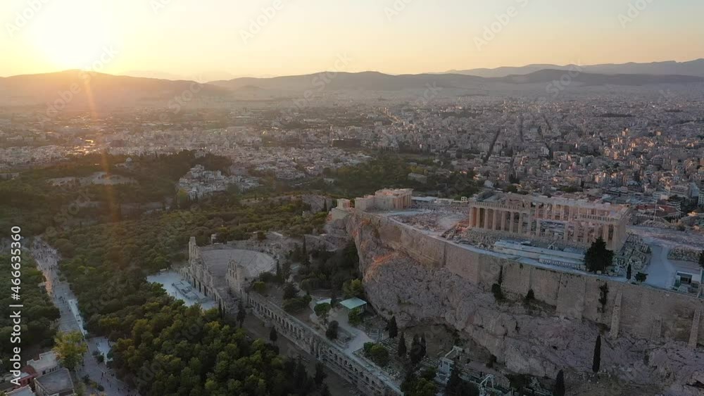 Acropolis city of Athens parthenon, symbol of ancient Greece, Mount Lycabettus, Parliament ...