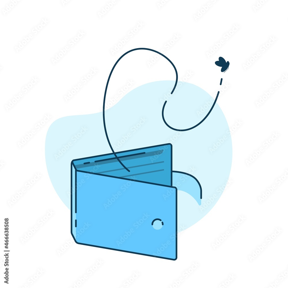 money is not enough, empty wallet concept illustration flat design ...