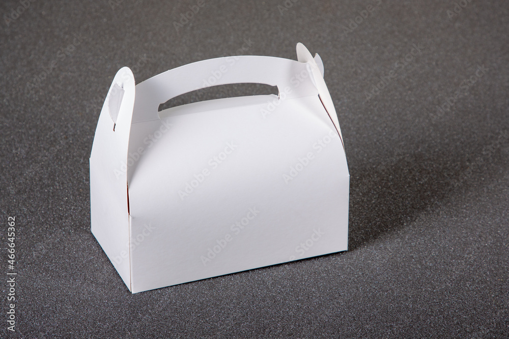 handle blank pastry box white empty mockup isolated on grey background ...