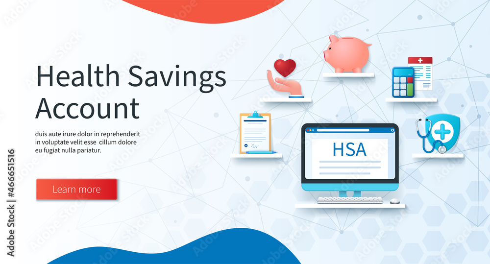 Health savings account concept. Computer with HSA sign on the screen ...