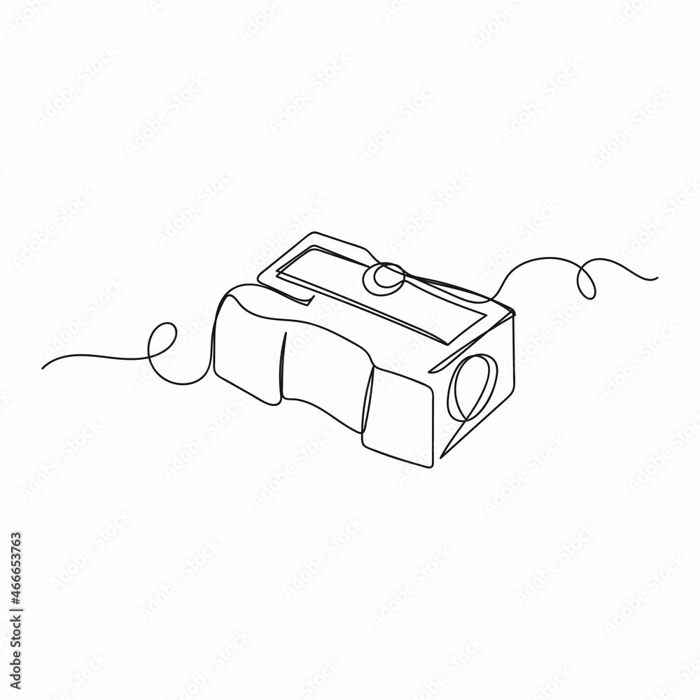 Vector continuous one single line drawing icon of sharpener in ...