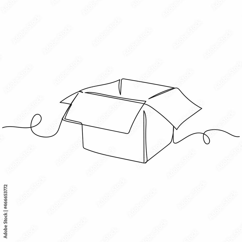 Vector continuous one single line drawing icon of cardboard box in ...