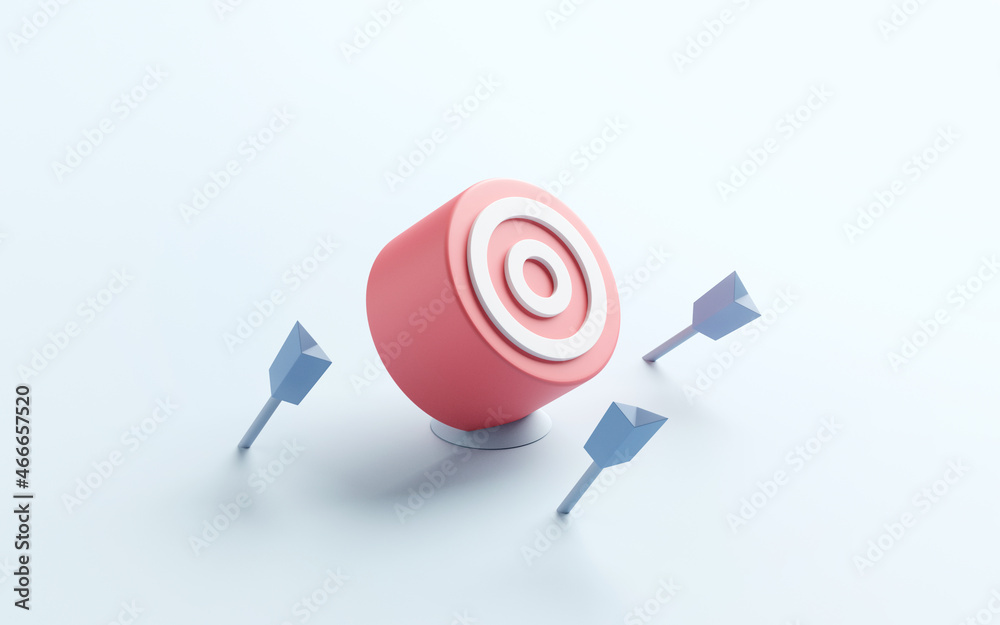 Blue arrows missed hitting target mark on blue background. Multiple ...