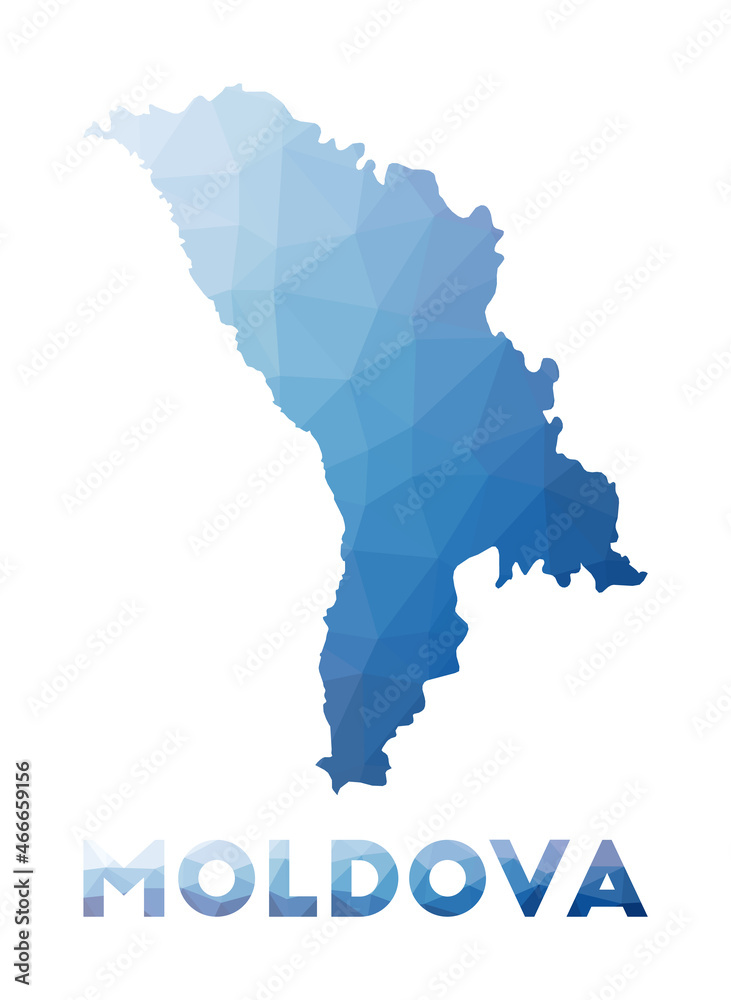 Low poly map of Moldova. Geometric illustration of the country. Moldova ...