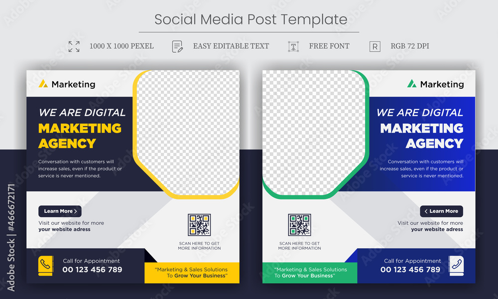 Digital Marketing agency social media post template. Social media ads ...