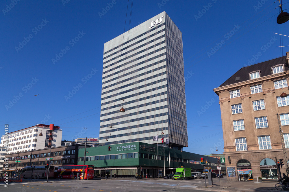 Copenhagen, Denmark - February 27, 2019: Exterior view of the SAS Hotel ...