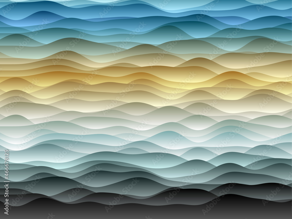 Abstract curves background. Smooth curves with gradients in blue green ...