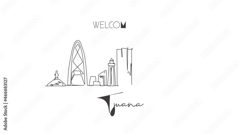 Vidéo Stock Animated self drawing of one continuous line draw Tijuana ...