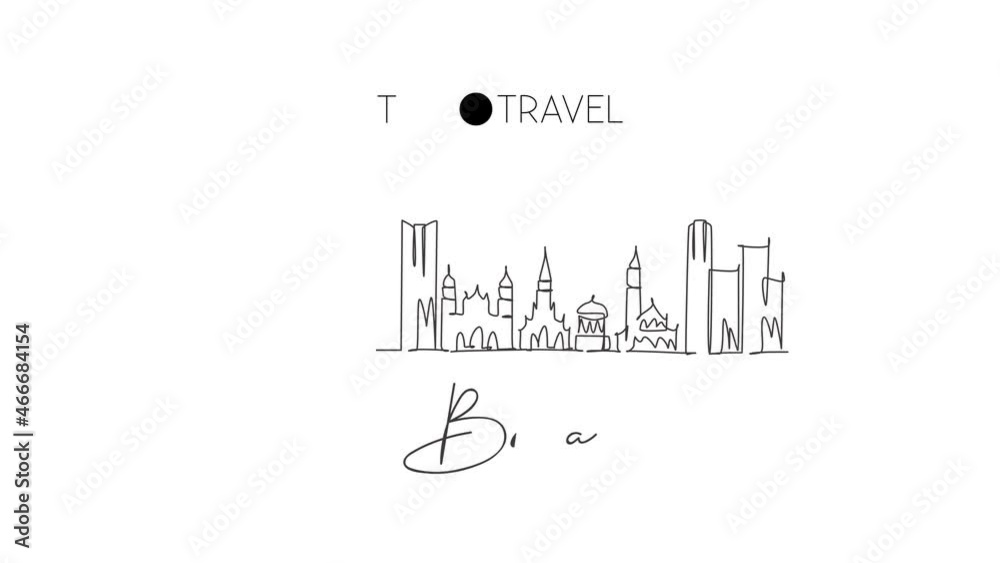 Animated self drawing of single continuous line draw Bogota city ...