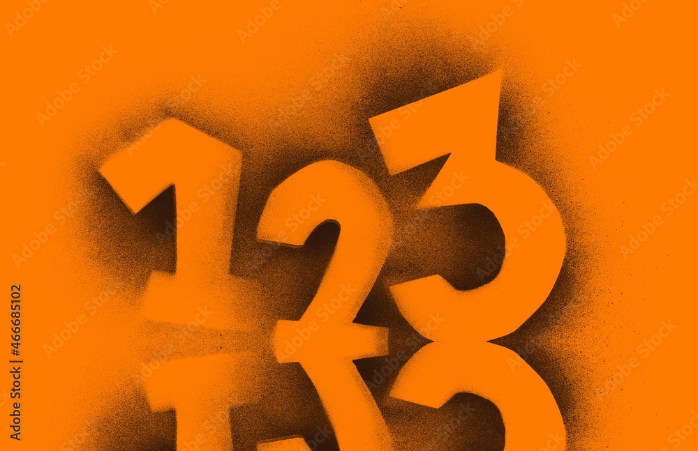 Black spray stain, print number 123 isolated on white background, photo ...