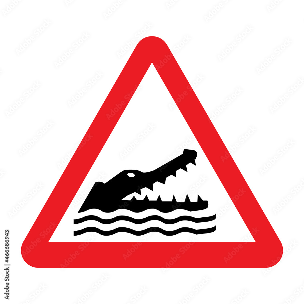 Crocodiles, alligators, caimans warning sign. Vector illustration of ...