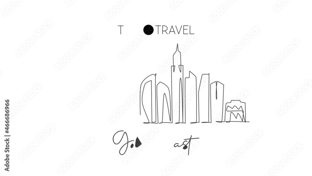Animation of one line drawing Gold Coast city skyline, Australia ...