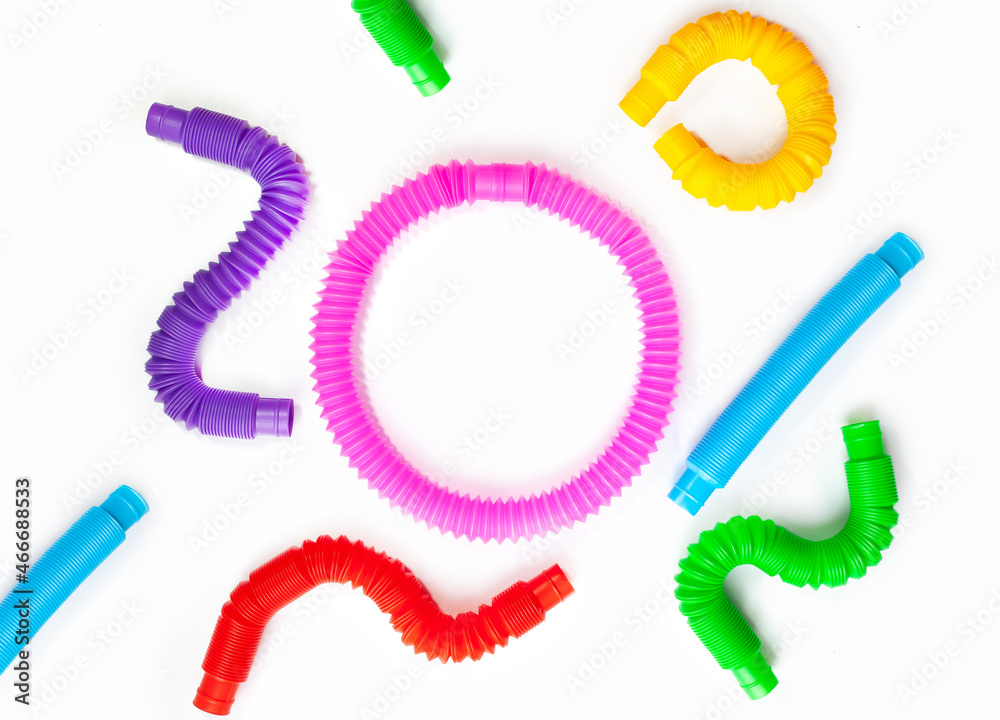 round frame made with pop tube trending toy of 2021. anti-stress ...