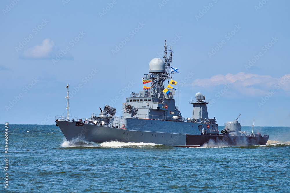 Missile boat during naval exercises and parade, guided missile ...