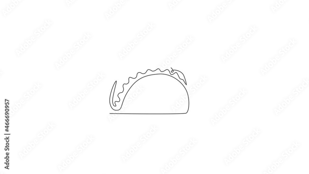 Animation of one line drawing of Mexican taco logo illustration. Fast ...