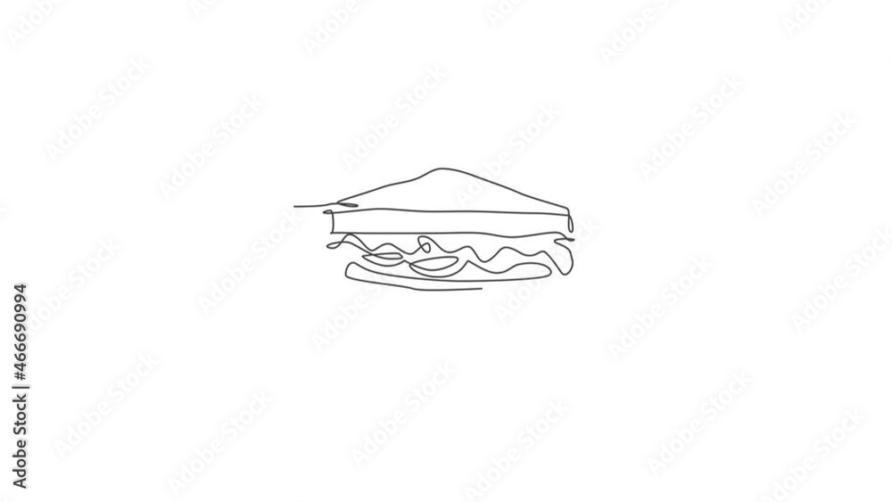 Animated self drawing of single continuous line draw stylized sandwich ...