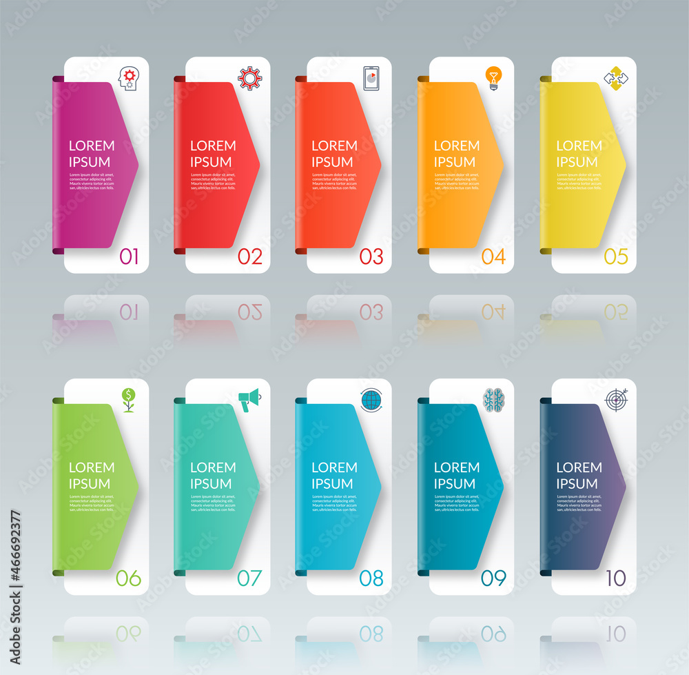 Set of 10 infographic arrow design elements with place for text and ...