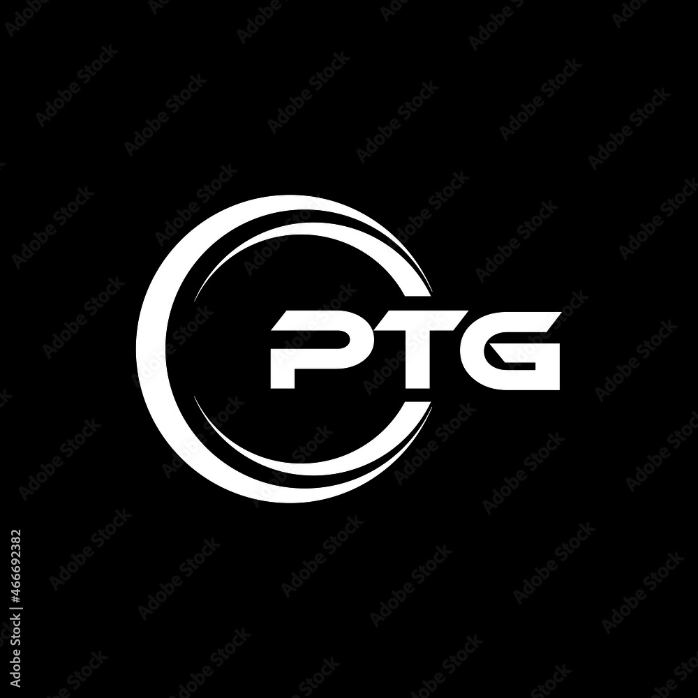 PTG letter logo design with black background in illustrator, vector ...