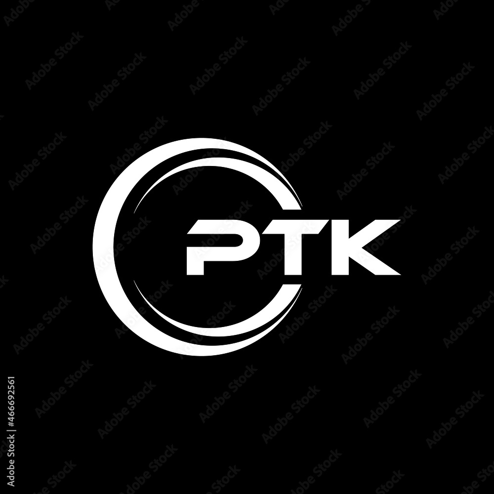 PTK letter logo design with black background in illustrator, vector ...