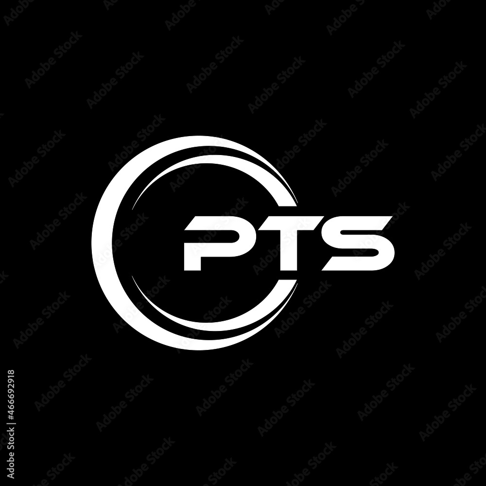 PTS letter logo design with black background in illustrator, vector ...